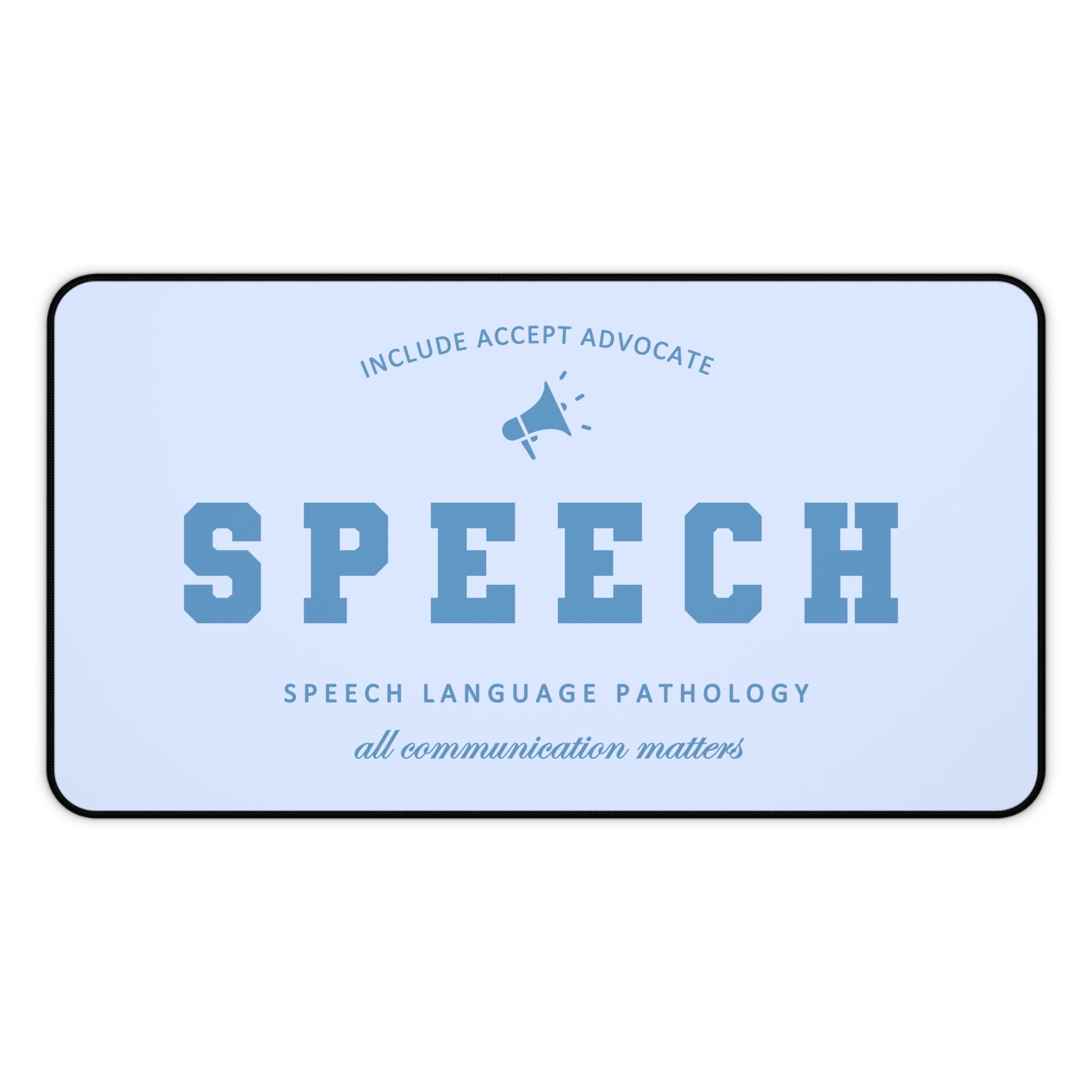blue speech varsity desk mat – beetheslp