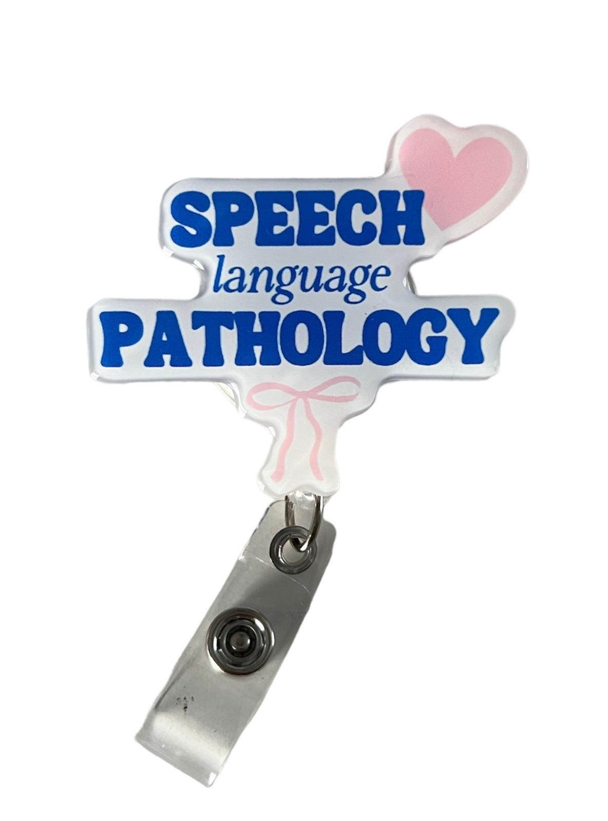 speech pathology heart bow badge reel – beetheslp