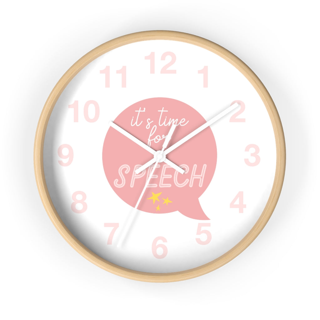 time for speech wall clock - pink – beetheslp